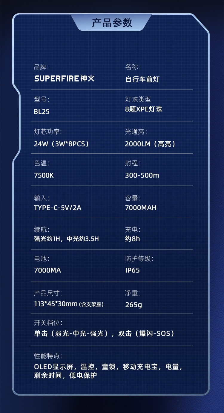 SUPERFIRE神火自行车前灯BL25 - 自行车前灯