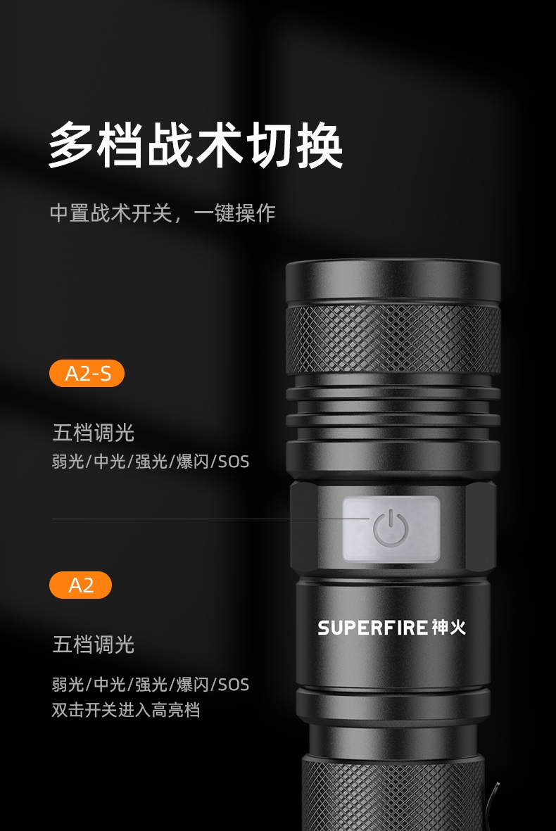 SUPERFIRE神火A2(P50) - superfire 神火强光手电筒官网 【深圳市神火照明有限责任公司】