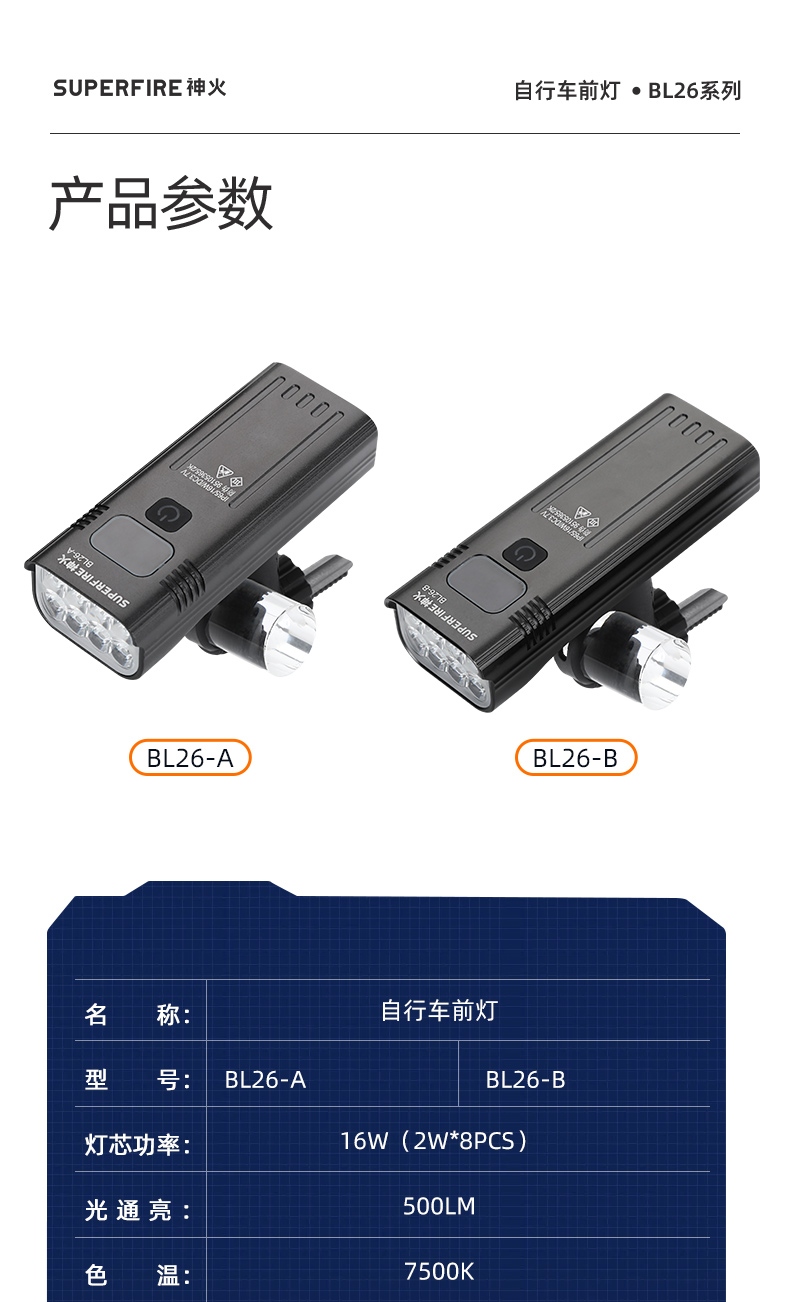 SUPERFIRE神火自行车前灯BL26-A/BL26-B - 自行车前灯